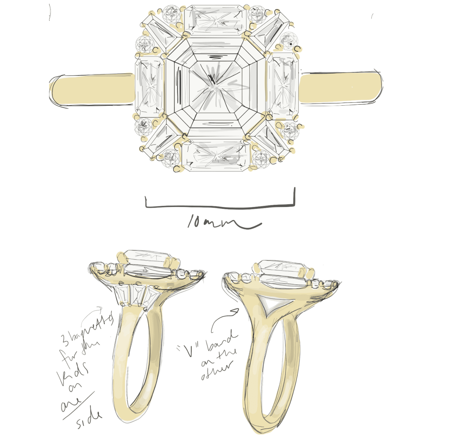 Asscher Cut Art Deco Engagement Ring | Custom Engagement Rings