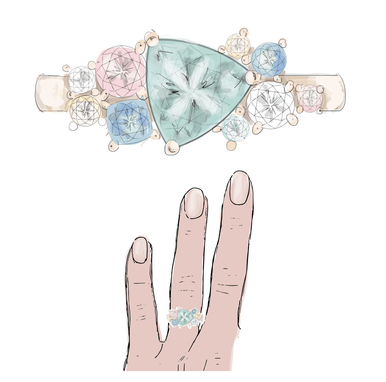 Ocean Inspired Engagement Ring | Custom Engagement Ring