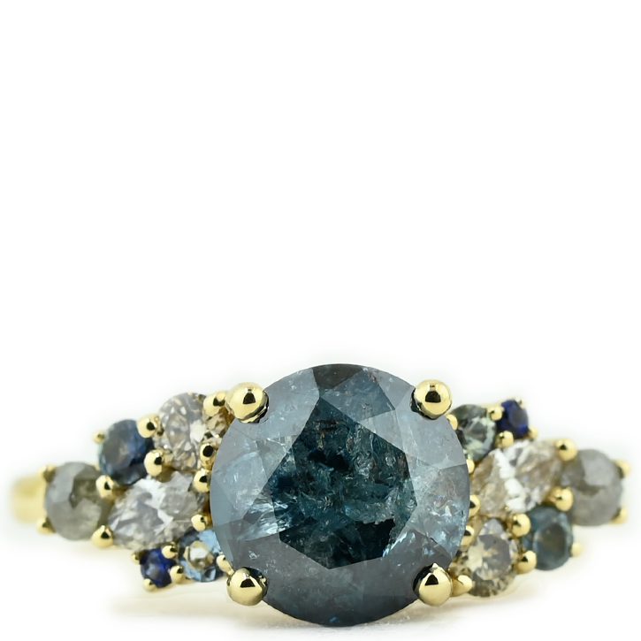 Round Blue Diamond Love Lore Ring | Abby Sparks Jewelry