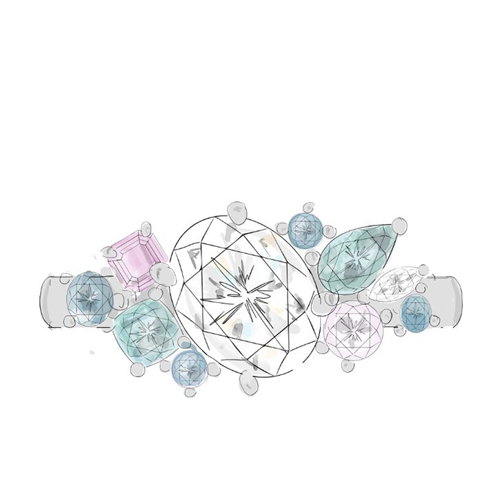 Oval Diamond On a Tilt Cluster Ring | Abby Sparks Jewelry