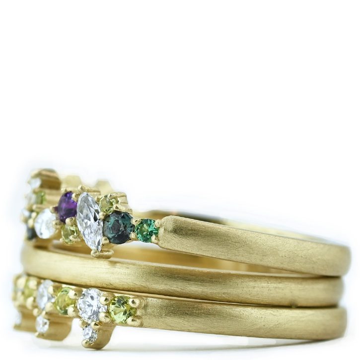 Unique Gemstone Wedding Band Stack | Custom Wedding Bands